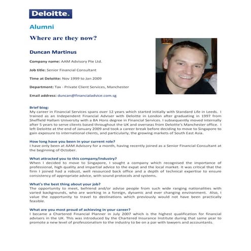 Duncan Martinus - Deloitte Alumni profile | PDF | Business ...