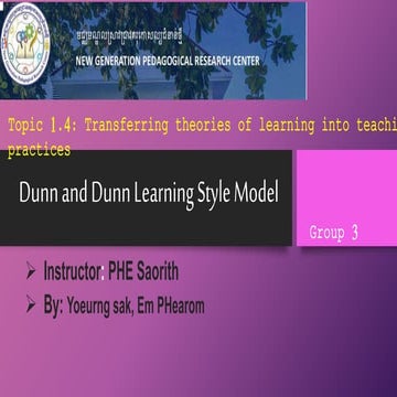 Dunn and dunn learning style model | PPTX
