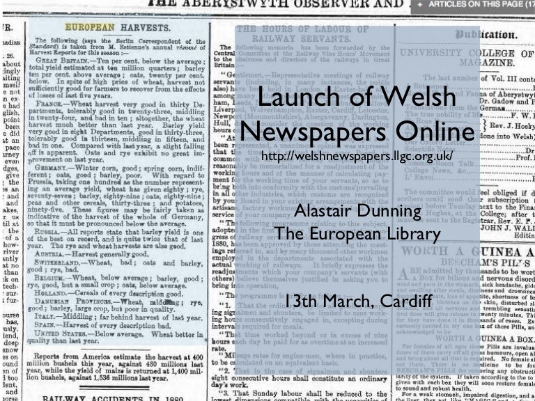 Presentation for Launch of Welsh Newspapers Online
