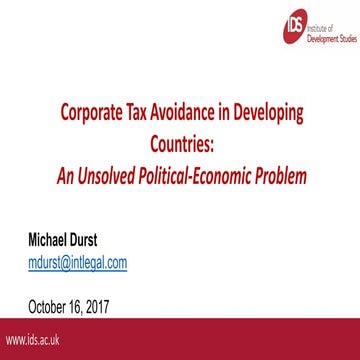 Corporate Tax Avoidance in Developing Countries: An Unsolved Political ...