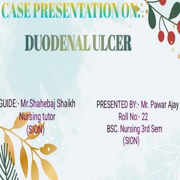 DUODENAL ULCER Presentation By PAWAR AJAY | PPT