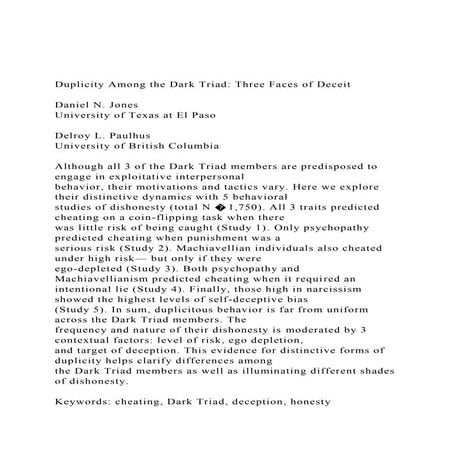 Duplicity Among the Dark Triad Three Faces of DeceitDanie.docx