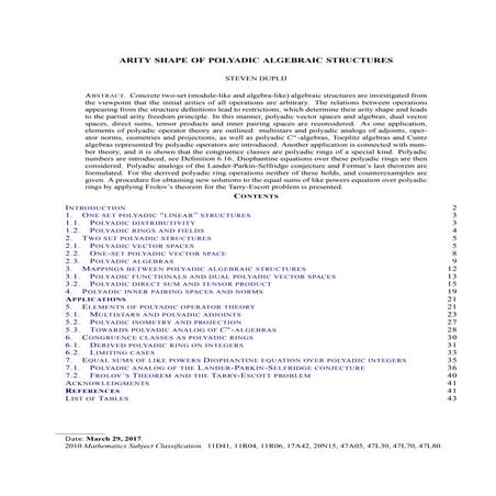 Arity Shape Of Polyadic Algebraic Structures Pdf