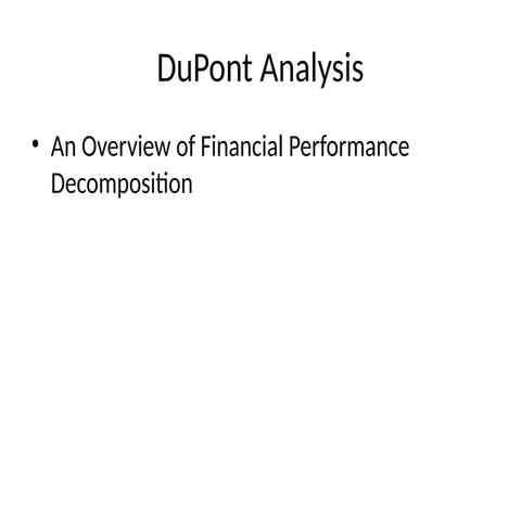 DuPont Analysis Presentation For Business | PPT
