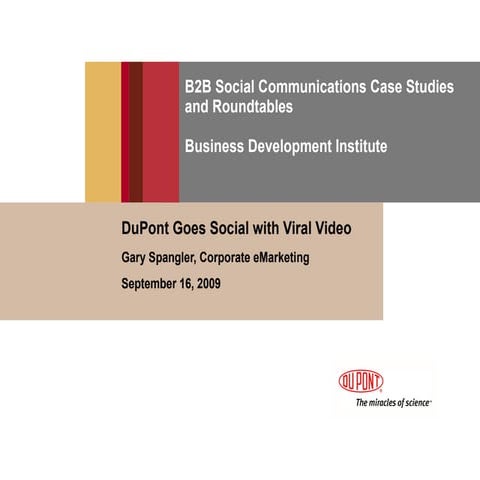 BDI 9/16 B2B Social Communications Case Studies - DuPont | PPT