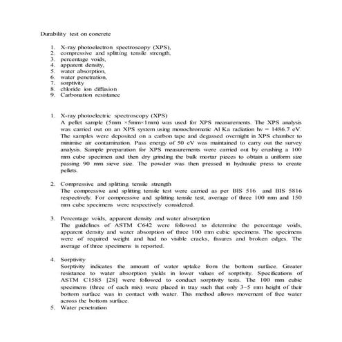 Durability test on concrete | DOCX