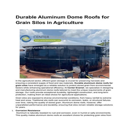 Durable Aluminum Dome Roofs for Grain Silos in Agriculture.docx