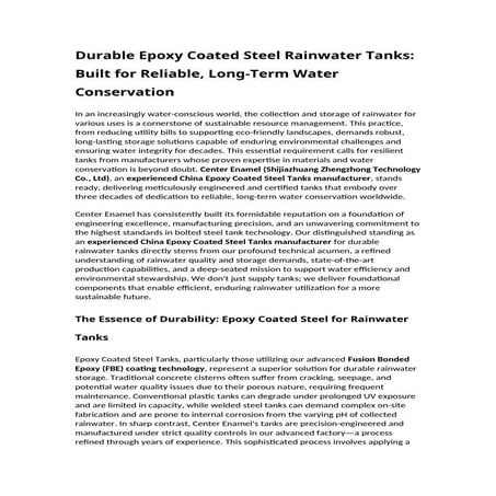 Durable Epoxy Coated Steel Rainwater Tanks Built for Reliable, Long ...