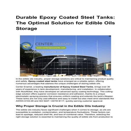 Durable Epoxy Coated Steel Tanks_ The Optimal Solution for Edible Oils ...