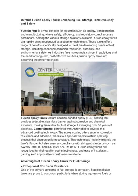 Fusion Bonded Epoxy Tanks & Silos The Ultimate Solution for Safe and ...