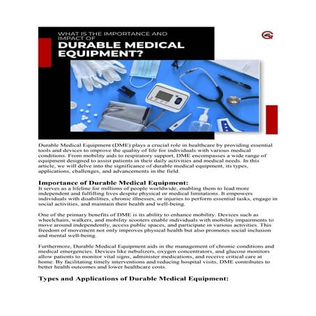 Durable Medical Equipment: Types, Applications and Advancements | GQ ...