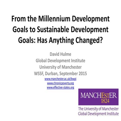 From the Millennium Development Goals to Sustainable Development Goals ...