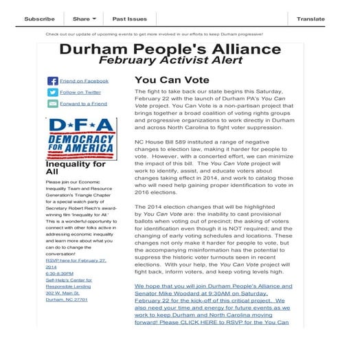 Durham PA Mid February 14 Activist Alert | PDF