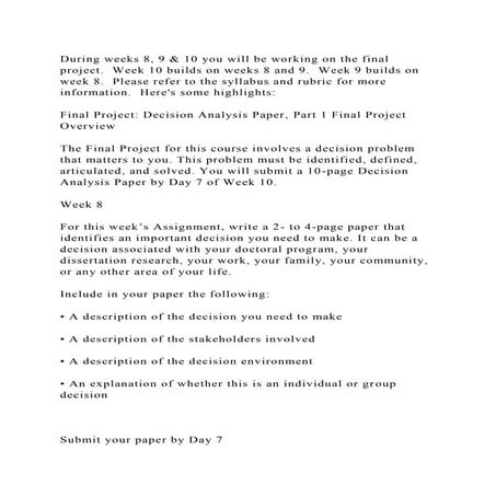 Project Final Project Decision Analysis Paper Part 2the Final Pdocx 