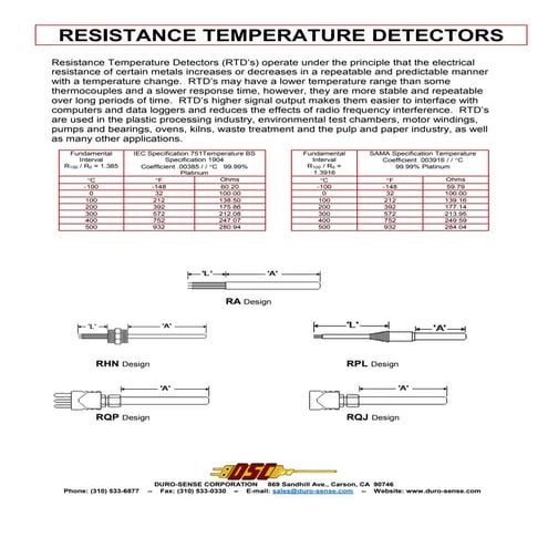 Duro-Sense RTD Catalog | PDF