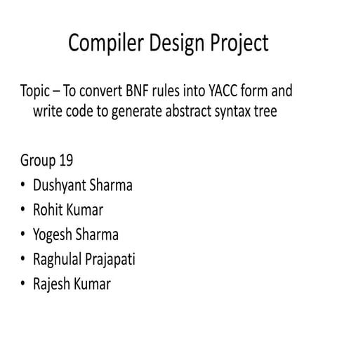 Compiler Design Project Ppt 
