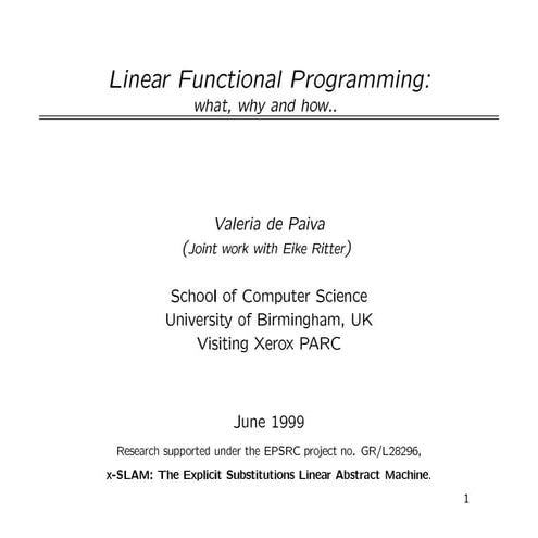 Linear Functional Programming | PDF | Computing | Technology & Computing