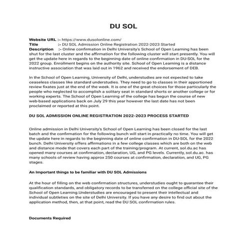 India DU SOL: Your Gateway to Affordable and Flexible Higher Education ...