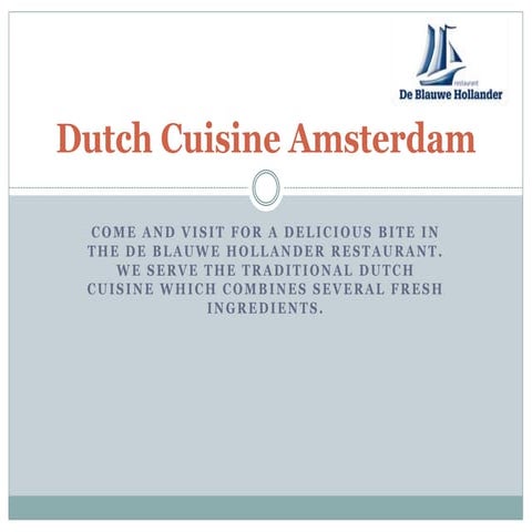 Dutch Cuisine In Amsterdam | PPT