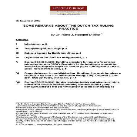 Dutch ruling practice | PDF