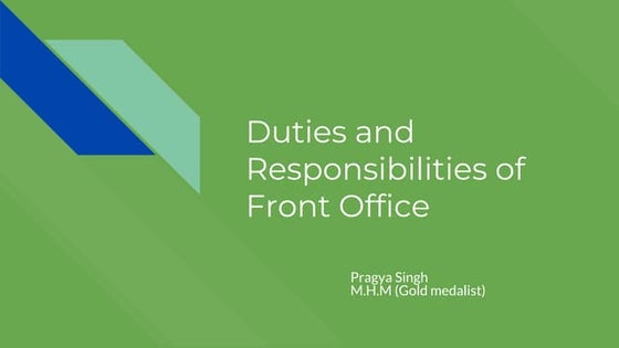 INTRODUCTION TO FRONT OFFICE | PPT