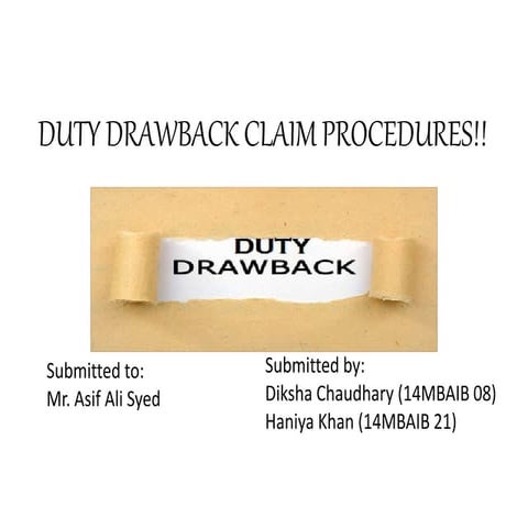 Duty drawback claim procedures | PPTX