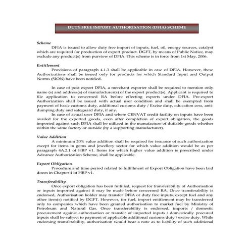 Duty free import authorisation scheme | PDF