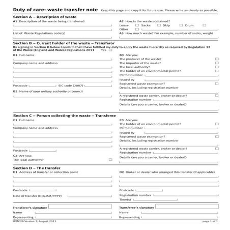 Waste Transfer Note | PDF | Free Download