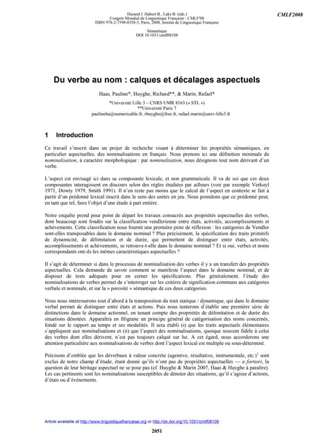La nominalisation verbale | PDF