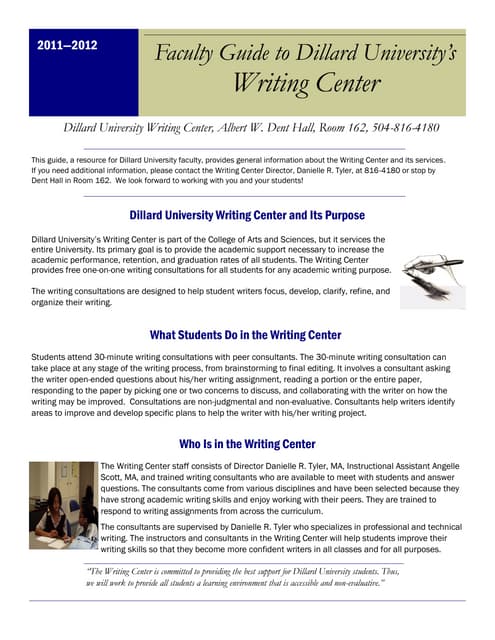 Dillard University Writing Center Brochure 2011-12 | PDF | Freelance ...
