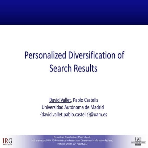 Personalized Diversification of Search Results | PPTX