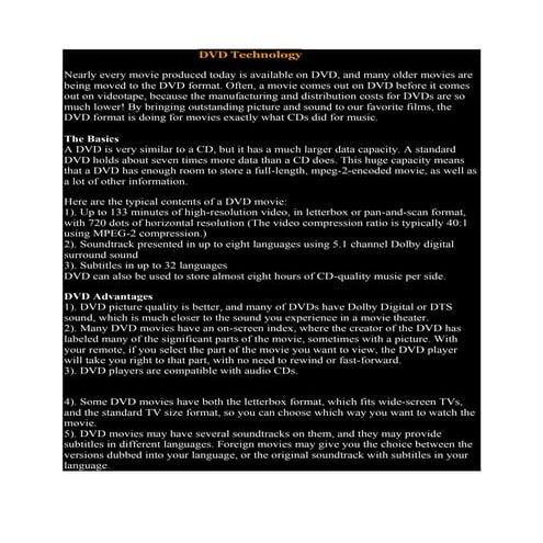 Dvd technology | DOCX