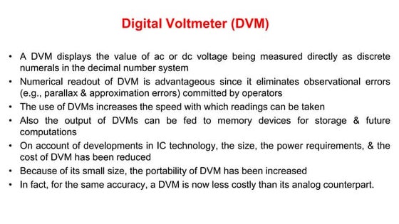 Digital voltmeter (DVM) and its Classification | PPTX | Digital Audio ...