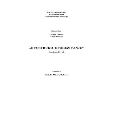 Dvostruko oporezivanje ij | DOC