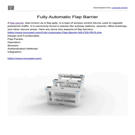 Fully Automatic Flap Barrier system novusapl | PDF