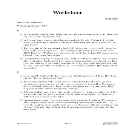 Rule of three word problems - Worksheet three | PDF