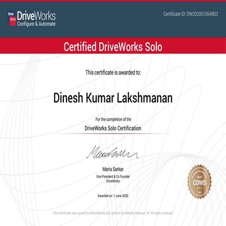 DriveWorks Solo Certification | PDF