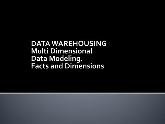 Multidimentional data model | PDF