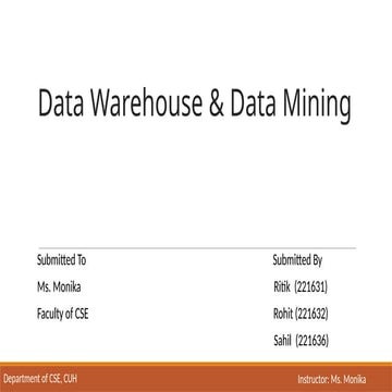 Data warehouse and Data mining presentation | PPTX