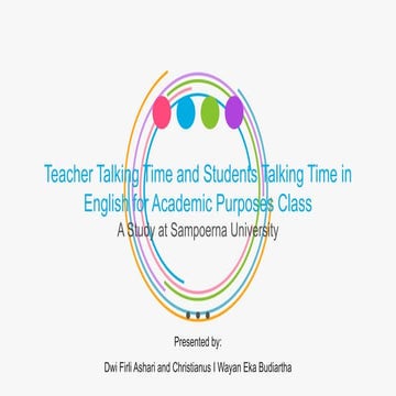 Teacher Talking Time and Students Talking Time in English for Academic ...