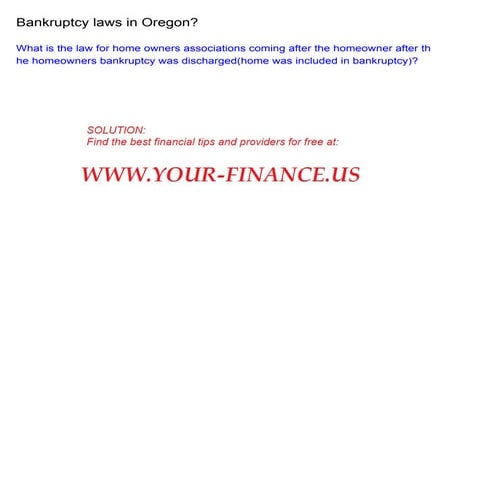 Bankruptcy laws in Oregon? | PDF