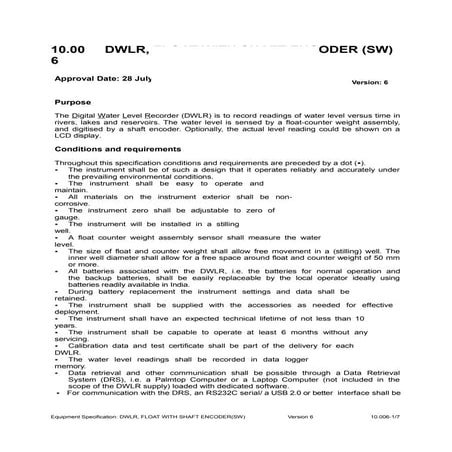 Dwlr, float type with shaft encoder (sw) | DOC