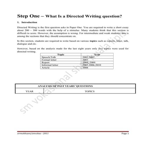 Directed Writing Module (V2011) | DOC