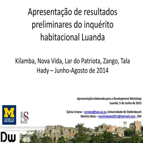 DW Debate 2015/06/05: Sylvia Croese e Martins Bota - Projectos Habitacionais de Luanda | PPT