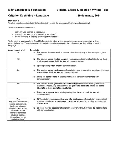 Essay marking scheme | PDF