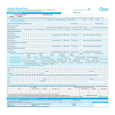 Dws tax saving fund application form | PDF
