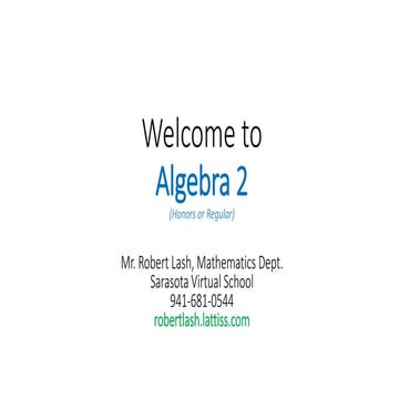 Welcome presentation algebra 2 | PPTX