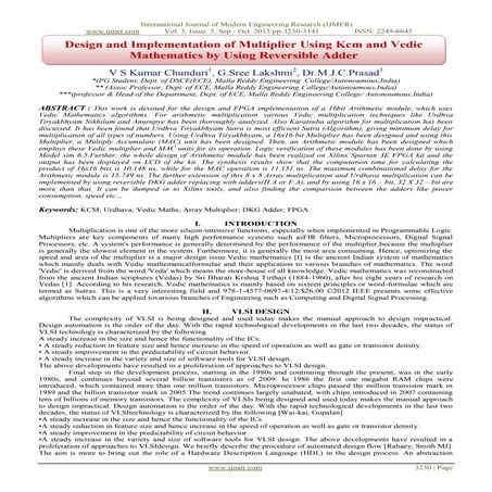 Design and Implementation of Multiplier Using Kcm and Vedic Mathematics by Using Reversible ...