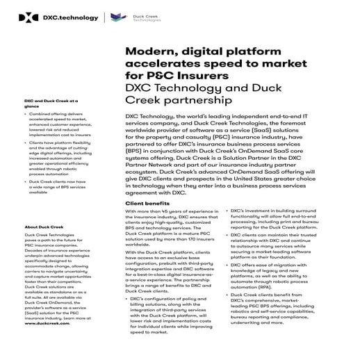 Dxc technology and_duck_creek_partnership_fact_sheet | PDF
