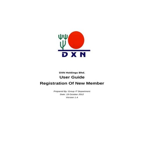 DXN network user guide you may use our id to join 310013424 | PDF